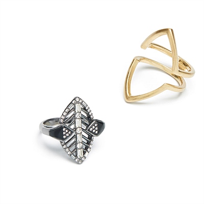 Black WILLOW RING DUO - Rings | Mimco