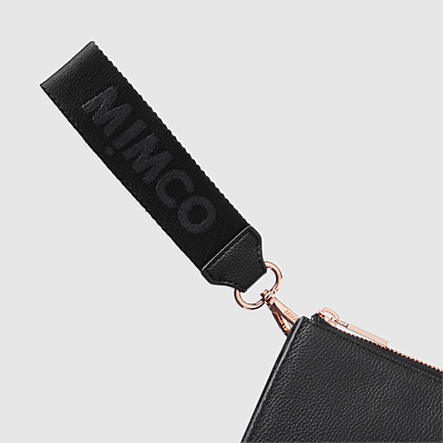 Black Rose Gold Webbing Wrist Strap - Wristlet Straps | Mimco