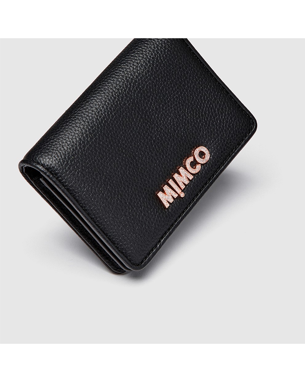 Black Rose Gold Shine Medium Wallet - Wallets | Mimco