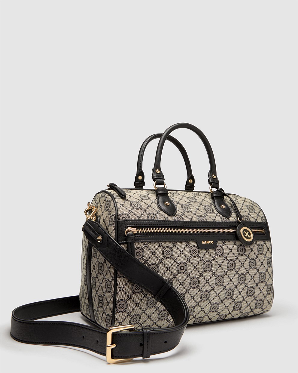 Black Light Gold Mim-Gram Bowler Bag - Crossbody Bags | Mimco