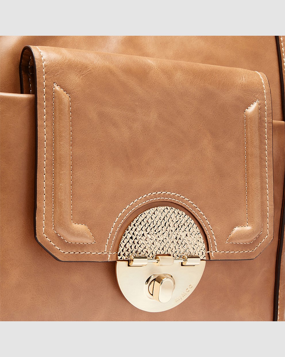 Caramel LEATHER TURNLOCK WORKER BAG - Shoulder & Hobo Bags | Mimco