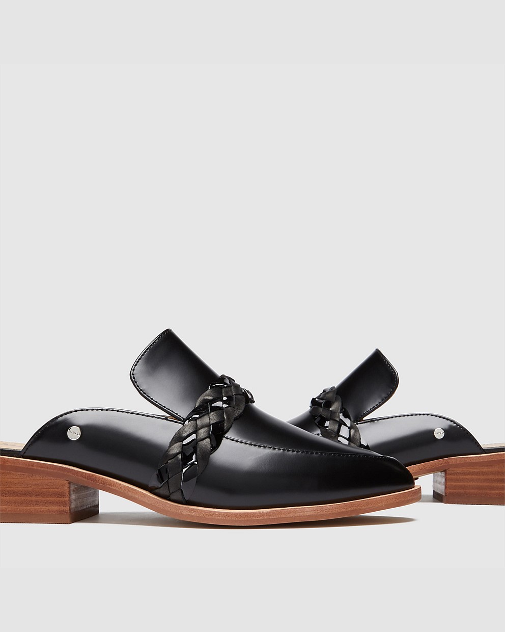 Black GOSSAMER LOAFER MULE SLIDES - Shoes | Mimco