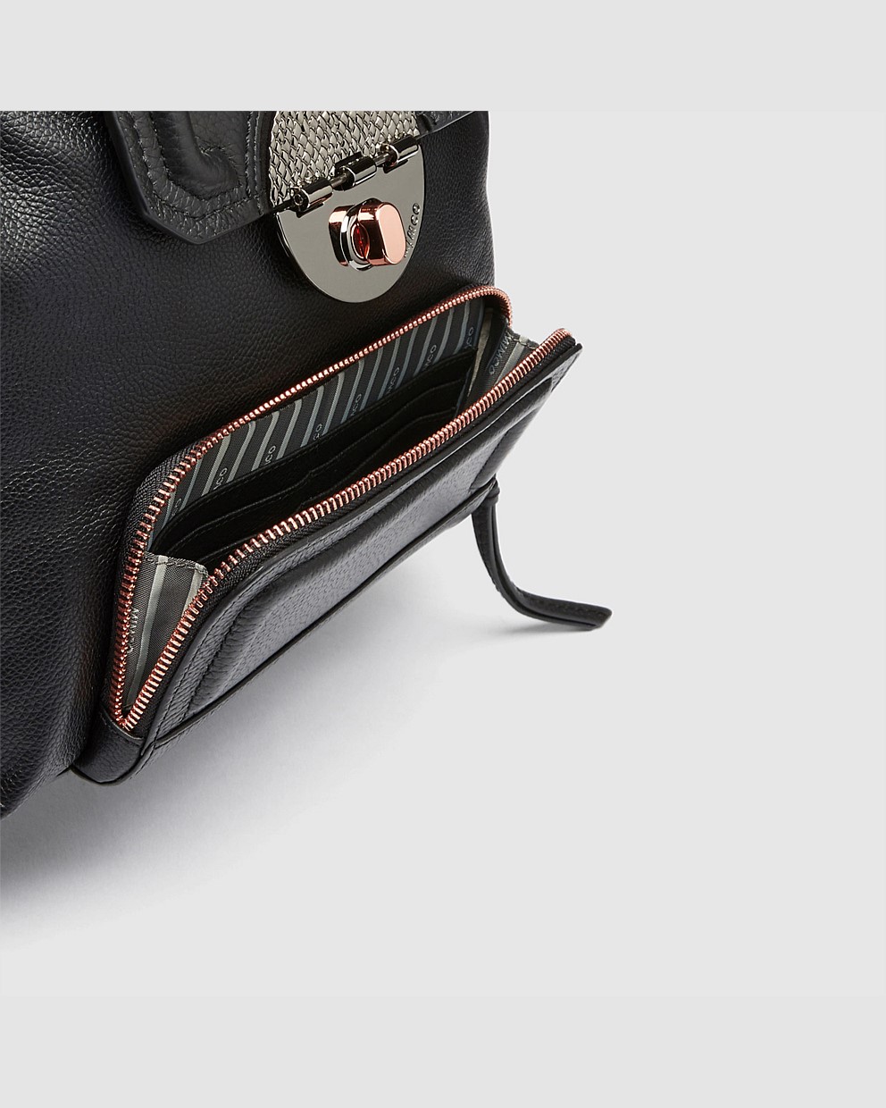 Black Gunmetal TURNLOCK BACKPACK - Bags | Mimco