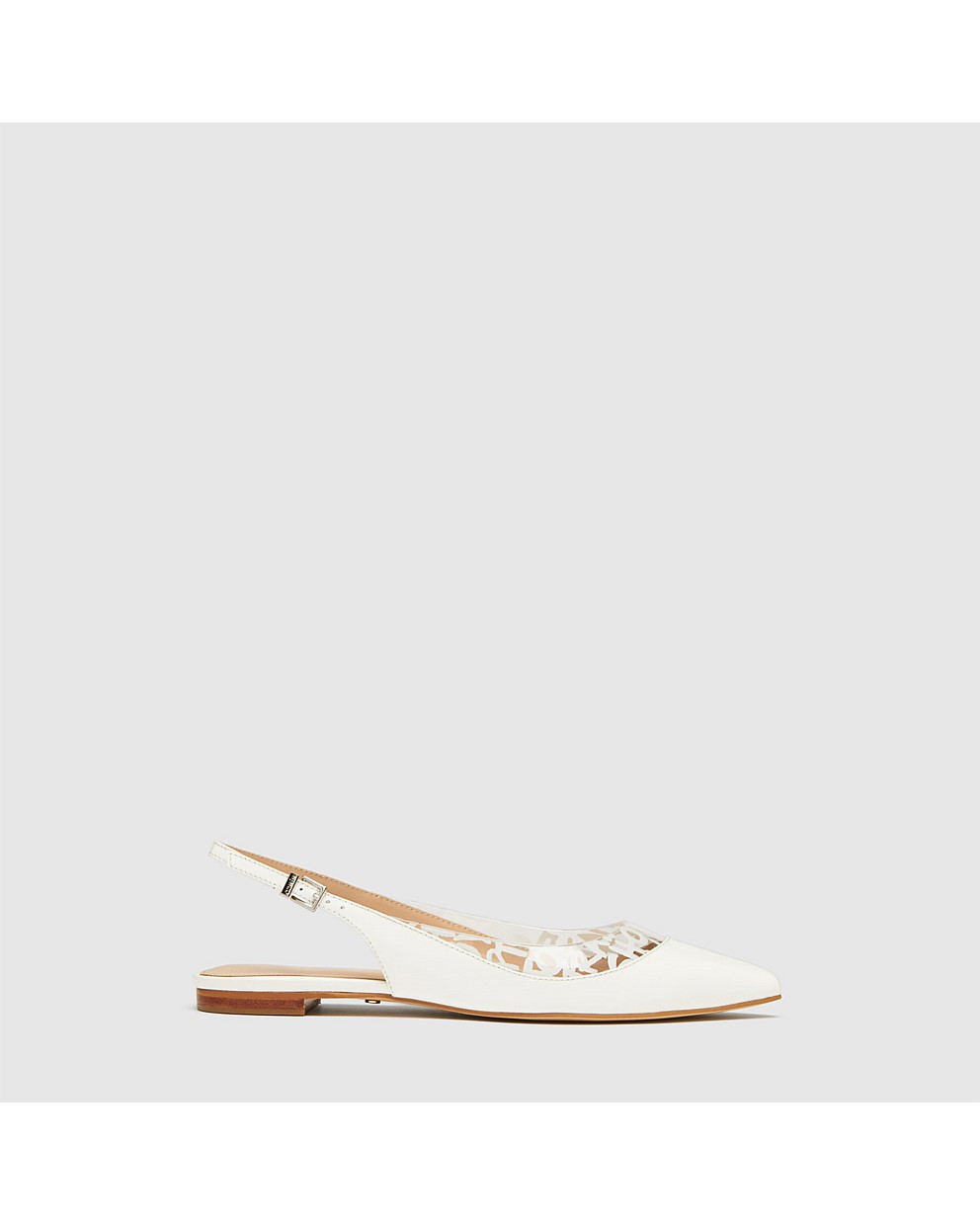 White SCRIPT SLINGBACK SLIDES - Shoes | Mimco