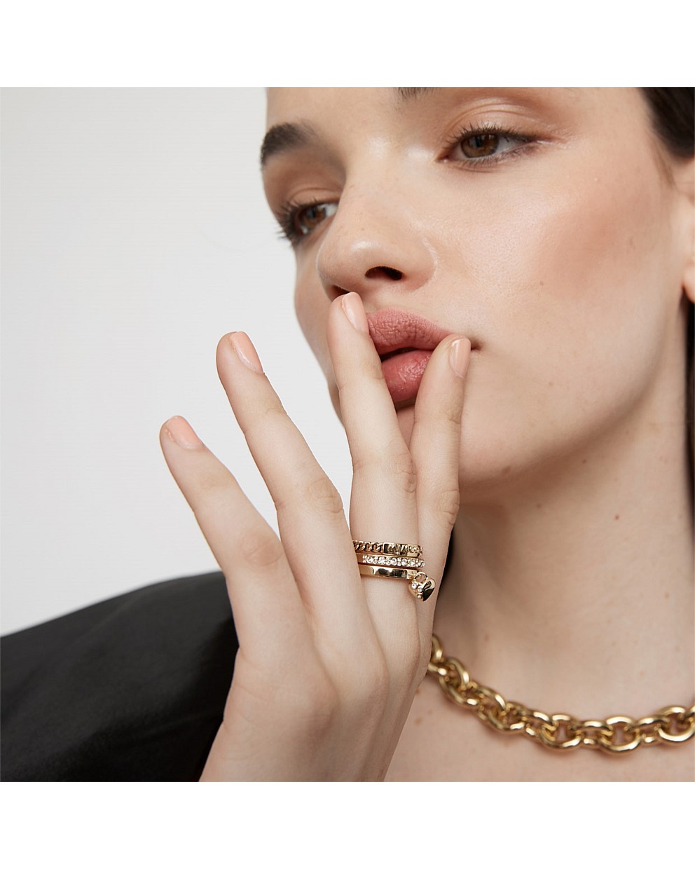 Gold mim-charm ring stack - Rings | Mimco