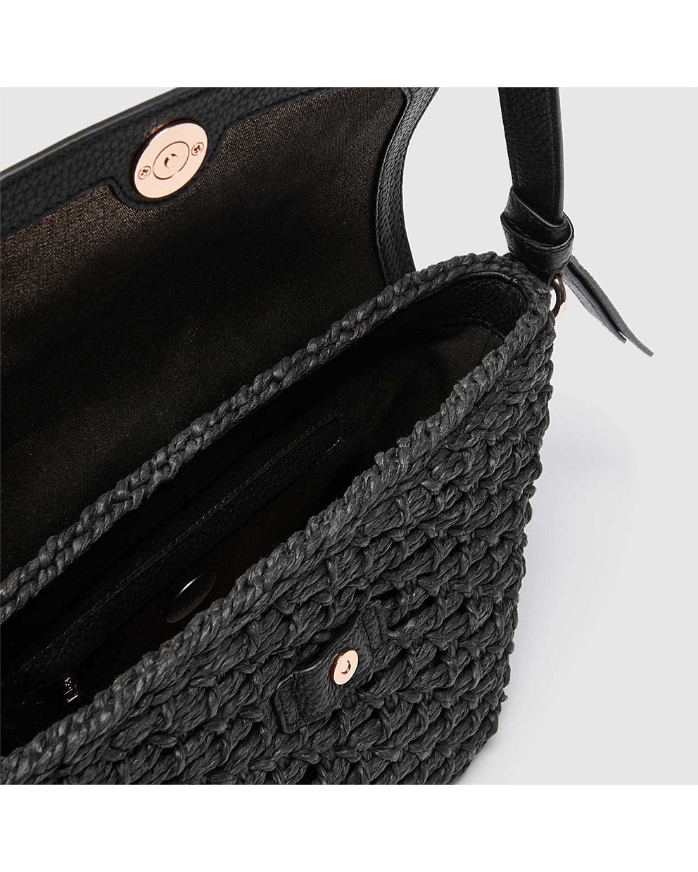 Black Rose Gold intwine cross body bag - Crossbody Bags | Mimco