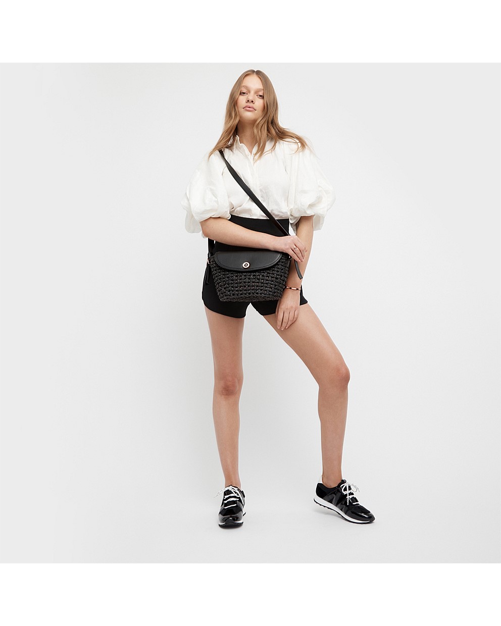 Black Rose Gold intwine cross body bag - Crossbody Bags | Mimco