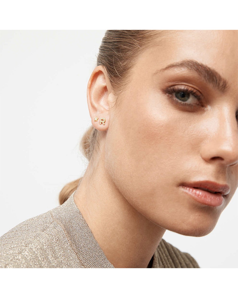 Gold Fundamentals Sterling Silver Single Stud R - Stud Earrings | Mimco