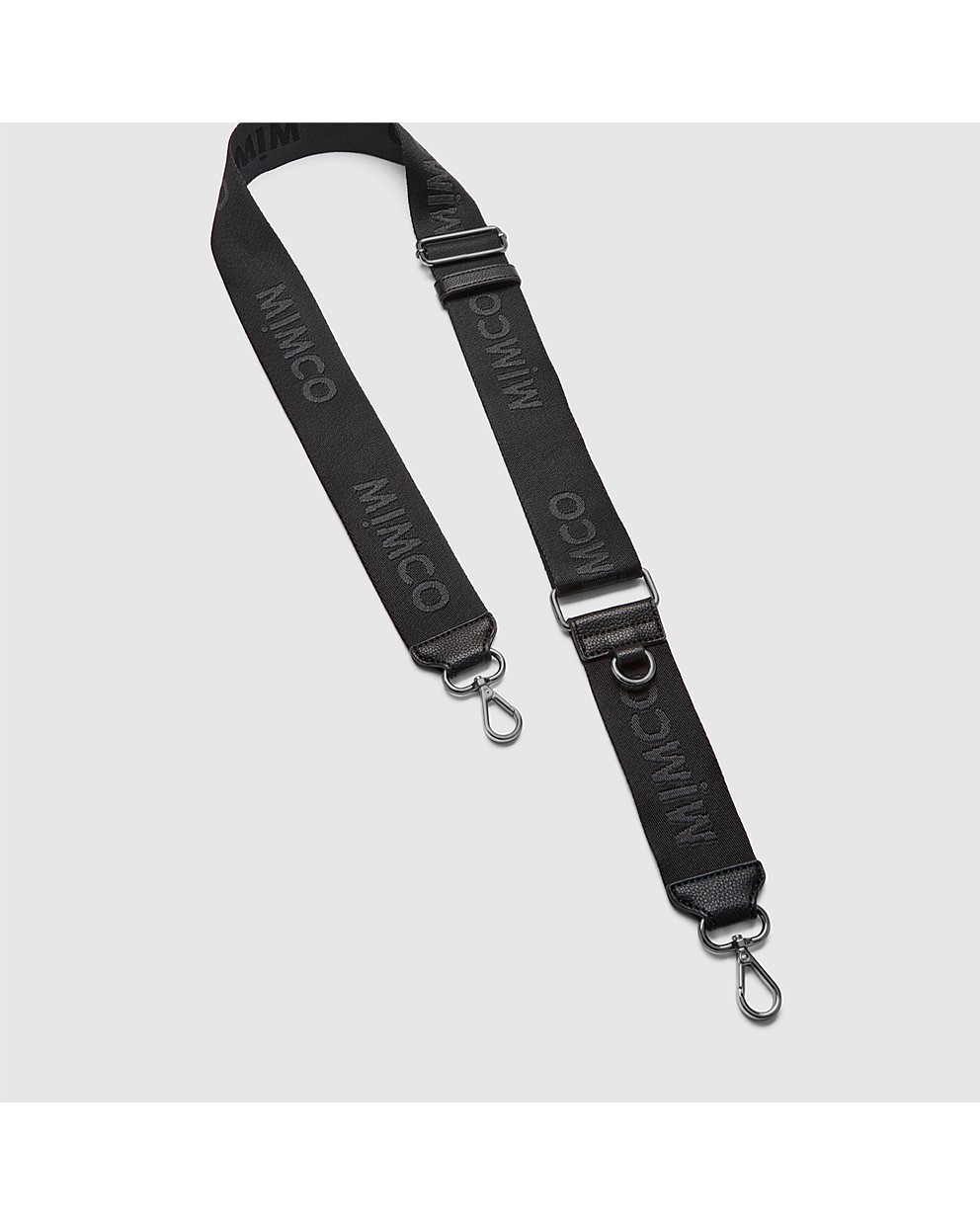 Black Gunmetal Wide Webbing Bag Strap - Bag Straps | Mimco
