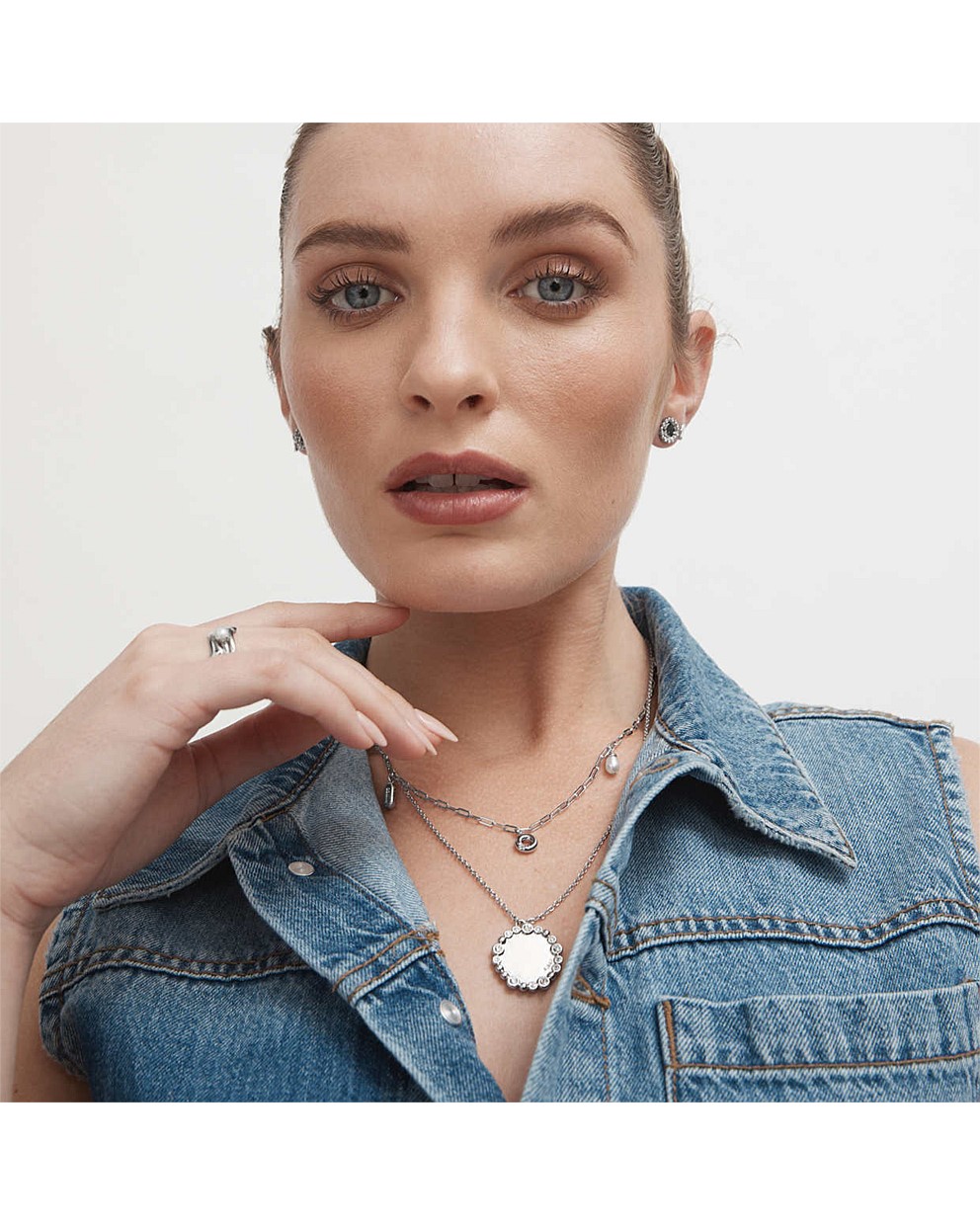 Silver Ringlet Duo Necklace - Necklaces | Mimco