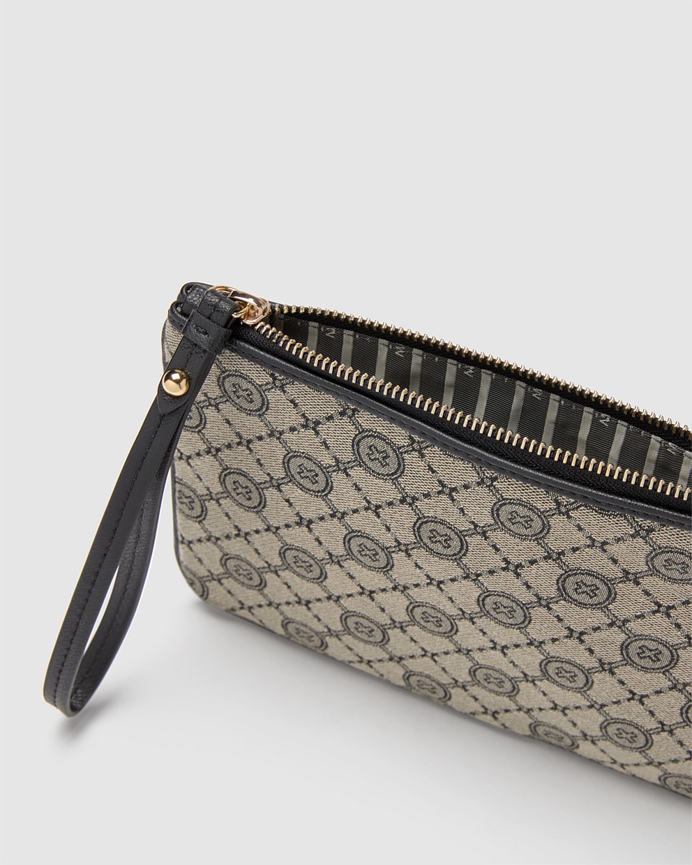 Black Light Gold Mim-Gram Medium Pouch - Pouches | Mimco