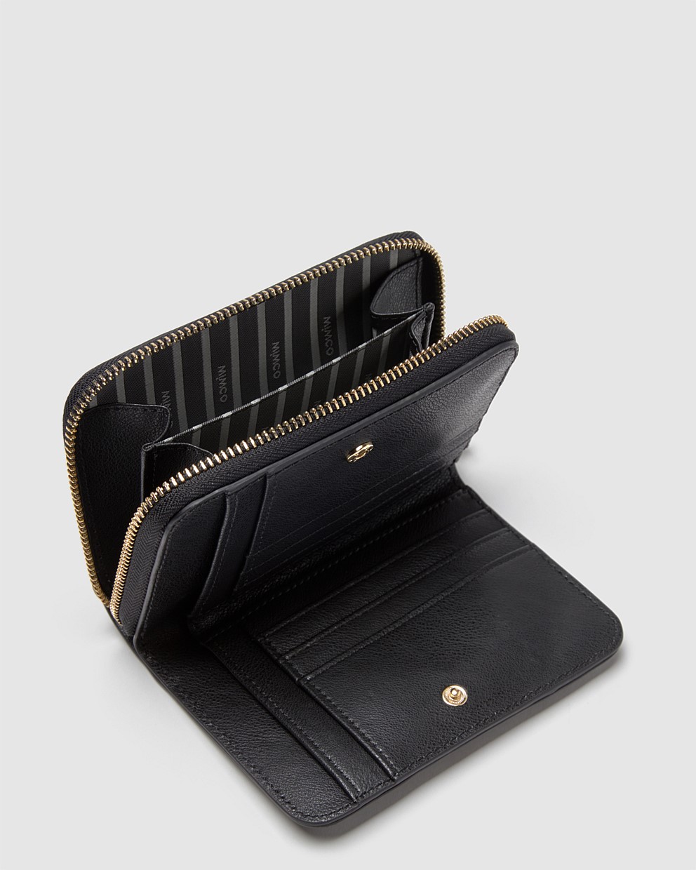 Black Light Gold Mim-Gram Medium Wallet - Wallets | Mimco