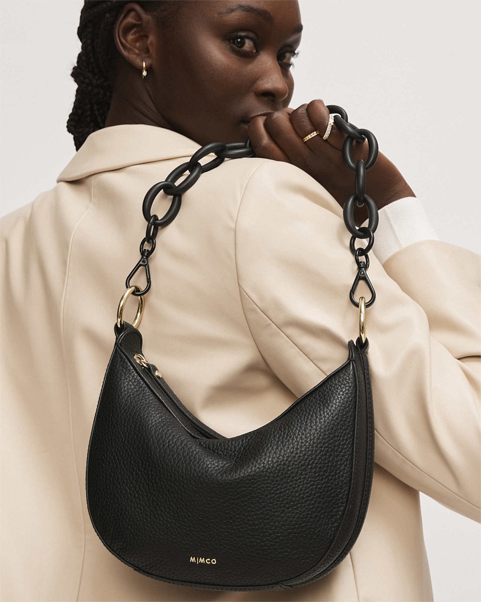 Matte Black Acrylic Shoulder Bag Strap - Bag Straps | Mimco