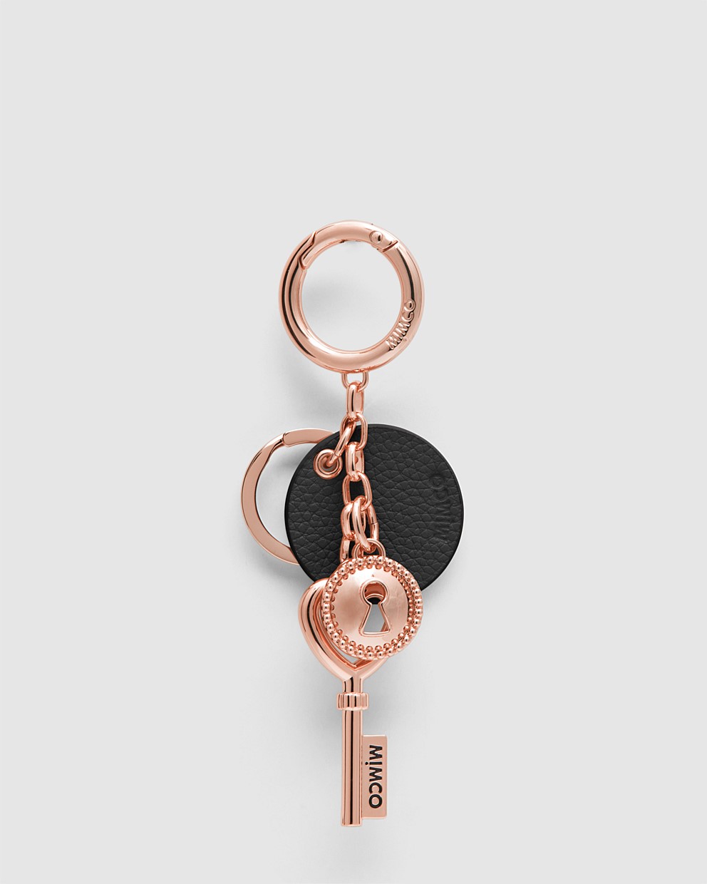 Black Rose Gold Key To Mim Heart Keyring - Bags Charms | Mimco
