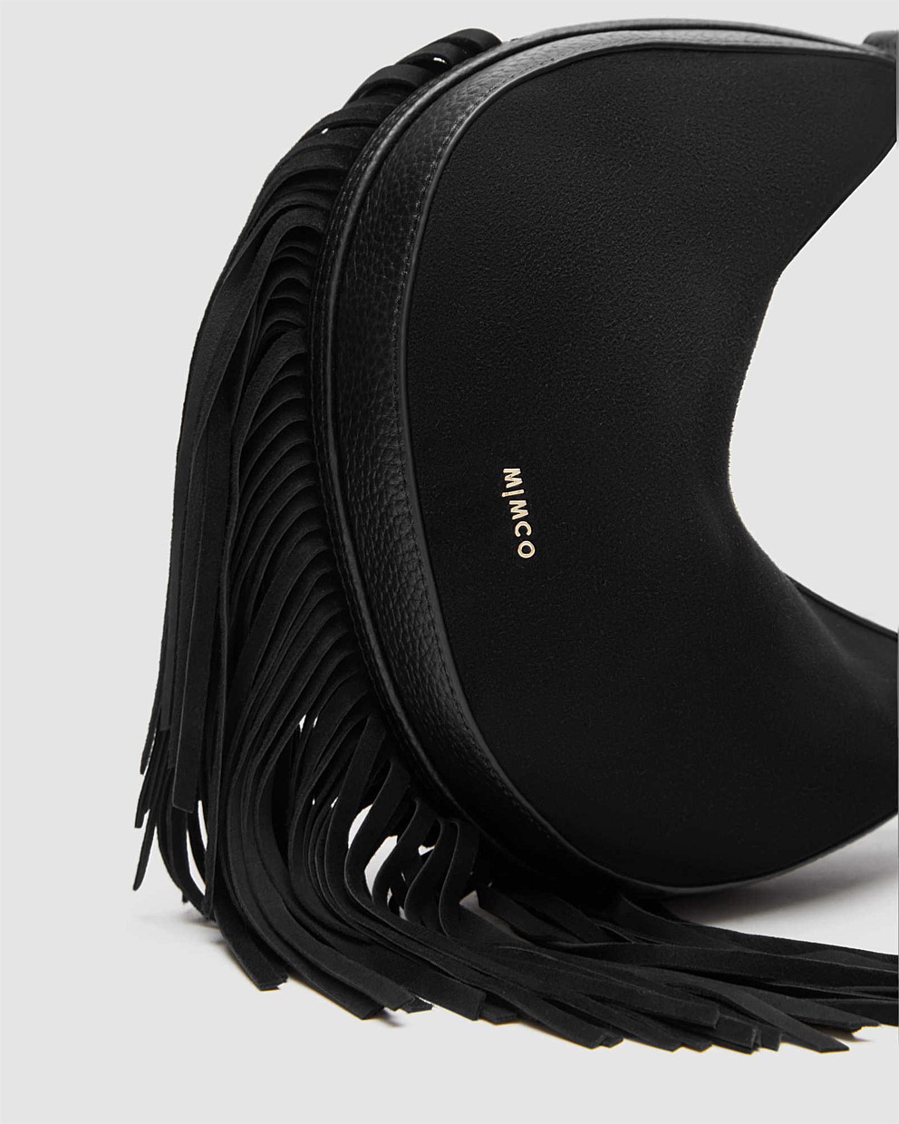 Black Suede Luna Mini Crescent Bag - Crossbody Bags | Mimco