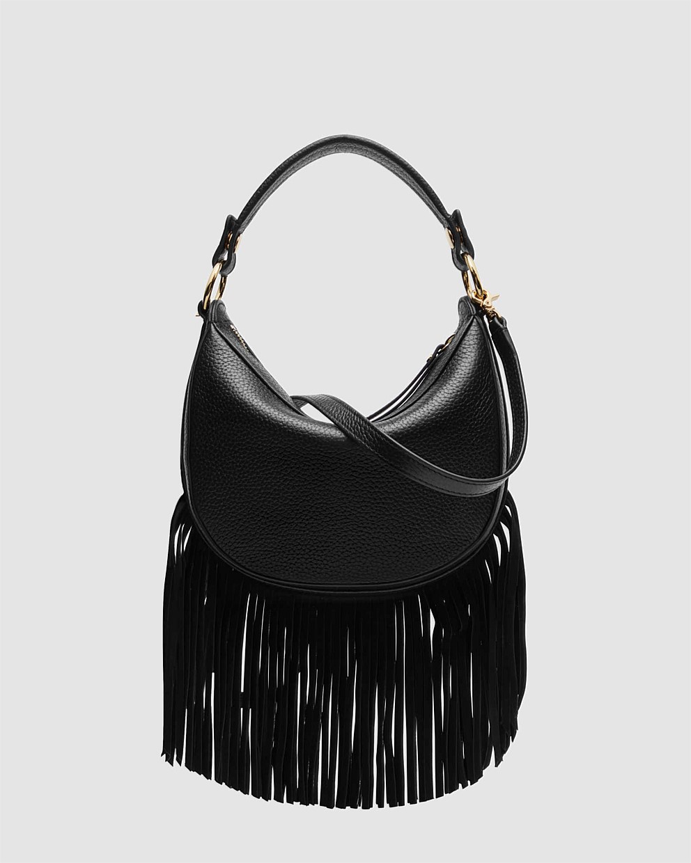Black Suede Luna Mini Crescent Bag - Crossbody Bags | Mimco