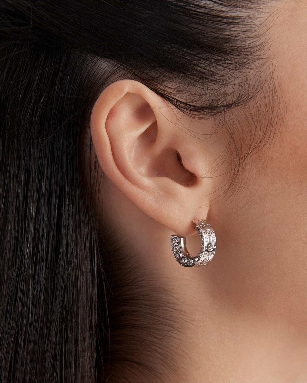 Silver Cipher Hoop Earrings - Hoop Earrings | Mimco
